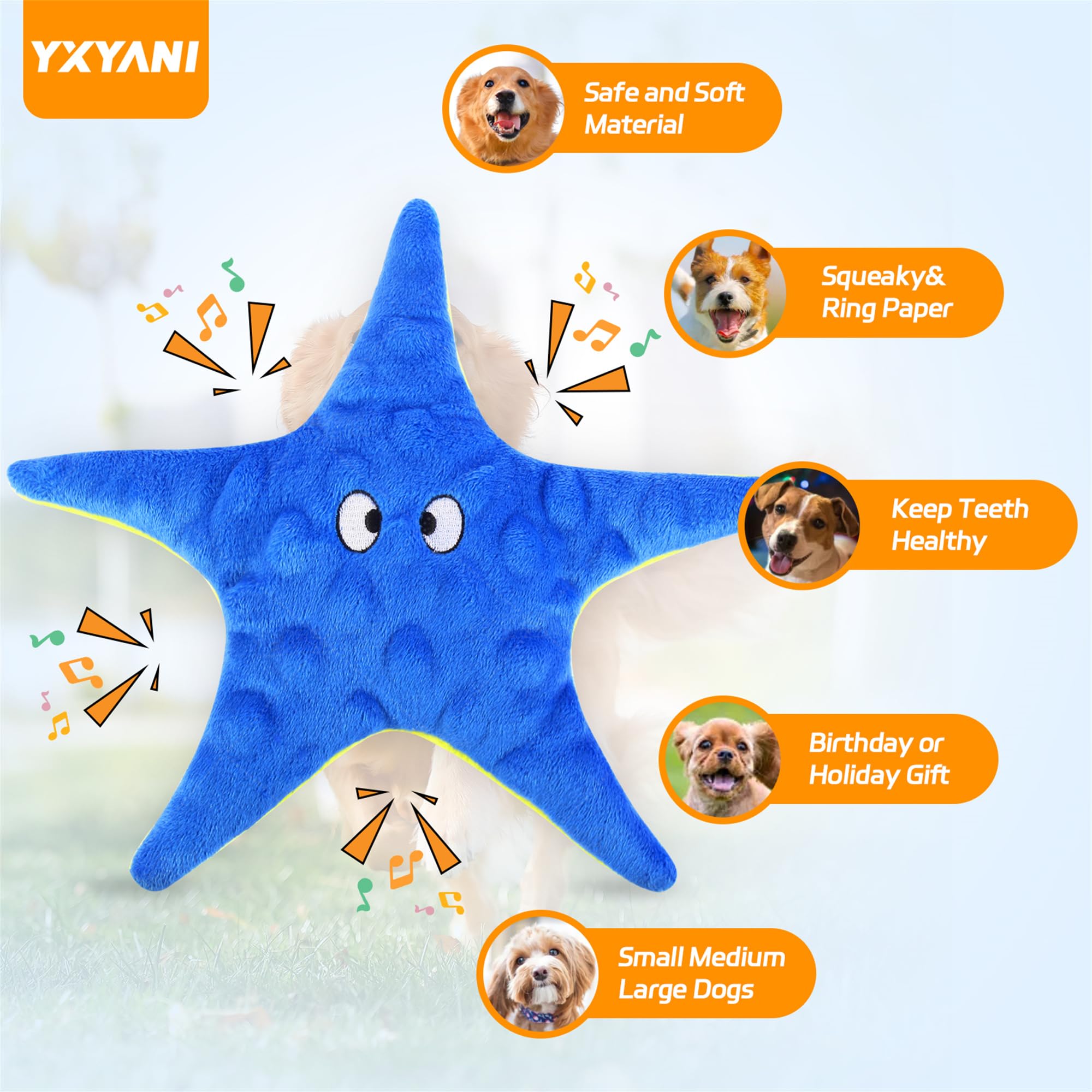 YXYANI Squeaky Dog Toys for Dogs Starfish Squeaky Dog Toys Plush Dog Toys with Soft Fabric Pet Toys for Small, Medium, and Large Dogs Puppy Toys to Keep Them Busy