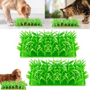 silicone grass mat for cats, snuffle mat for dogs cats, interactive feed game, snuffle bowl mat nosework training foraging pad, for large medium small pet, easy to fill machine washable (2pcs)