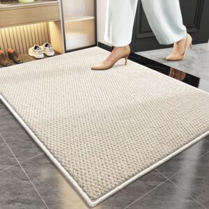 yancorp 2'x3' small area rug beige white berber rug indoor door mat entrance entry way rug non-slip doormat no shed jute-look rugs patio porch washable rugs