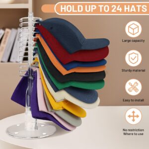 ZDDGNN Hat Stand for Baseball Caps，Hat Holder Organizer No Install Acrylic Hat Racks Display Storage for 24 Baseball Caps,Rotatable Cap Organizer Hat Racks for Bedroom, Closet, Dresser, Clear