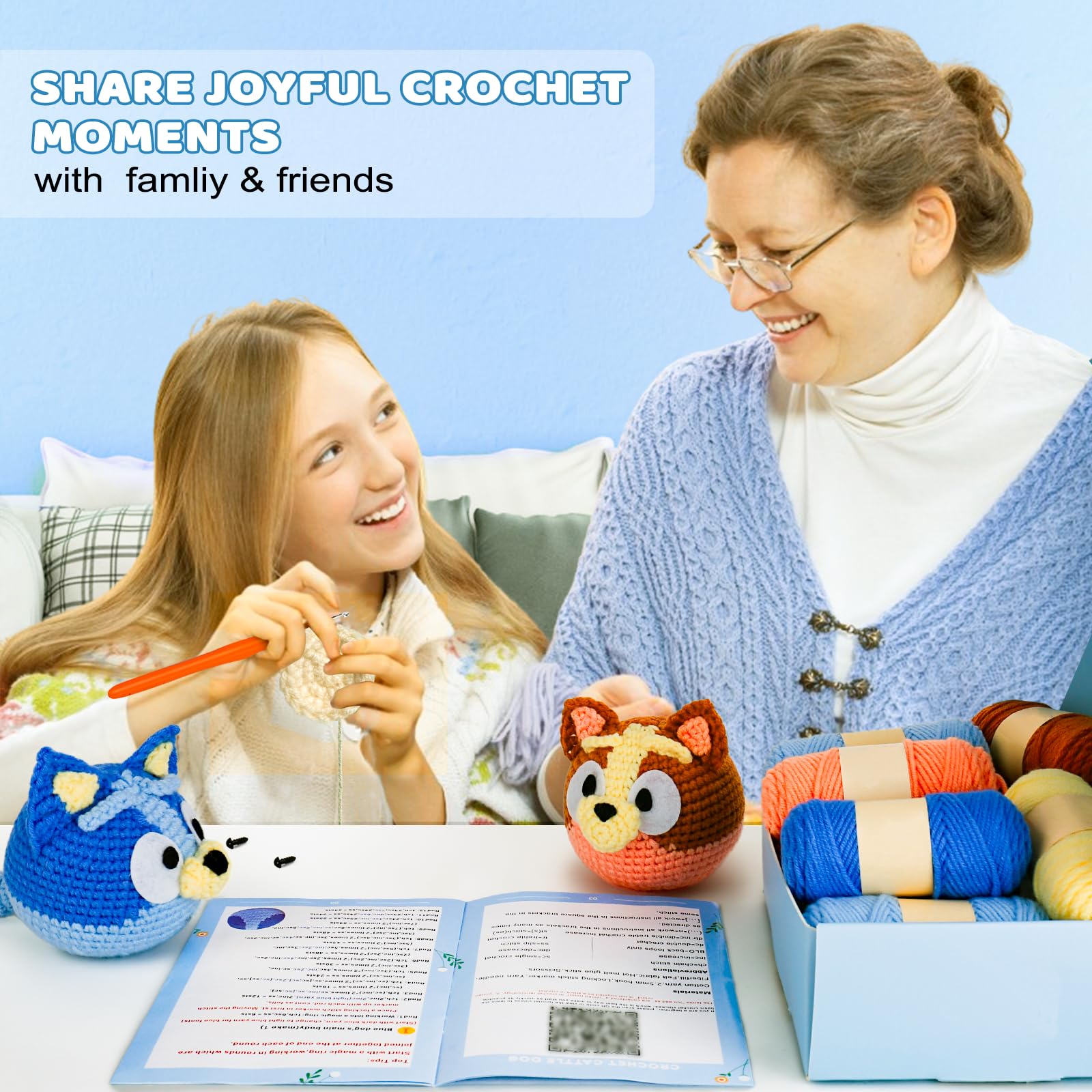 MHJJYGY Crochet Kit for Beginners, Learn to Crochet with Step-by-Step Video Tutorials, Crochet Starter Knitting Kit Set for Adults Kids