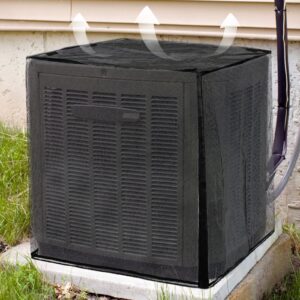 Air Conditioner Cover, 28" x 28" x 32" Mesh Breathable AC Unit Cover with Detachable Waterproof Top, All Season Protection, Air Conditioner Defender Cover for Outside Cottonwood, Leaves