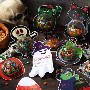 Sinload 48 Pcs Halloween Candy Holder Cards with Plastic Shaker Domes Halloween Greeting Cards DIY Crafts for Goodie Bags Stuffers School Classroom Prizes Gifts Party Favor (Candy Not Included)