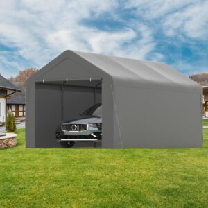 gojooasis car port canopy tent carport 10'x20' car tent portable garage, tents for car waterproof & uv protected for wedding, garden shelter, storage shed (gray)