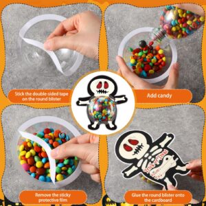 Sinload 48 Pcs Halloween Candy Holder Cards with Plastic Shaker Domes Halloween Greeting Cards DIY Crafts for Goodie Bags Stuffers School Classroom Prizes Gifts Party Favor (Candy Not Included)