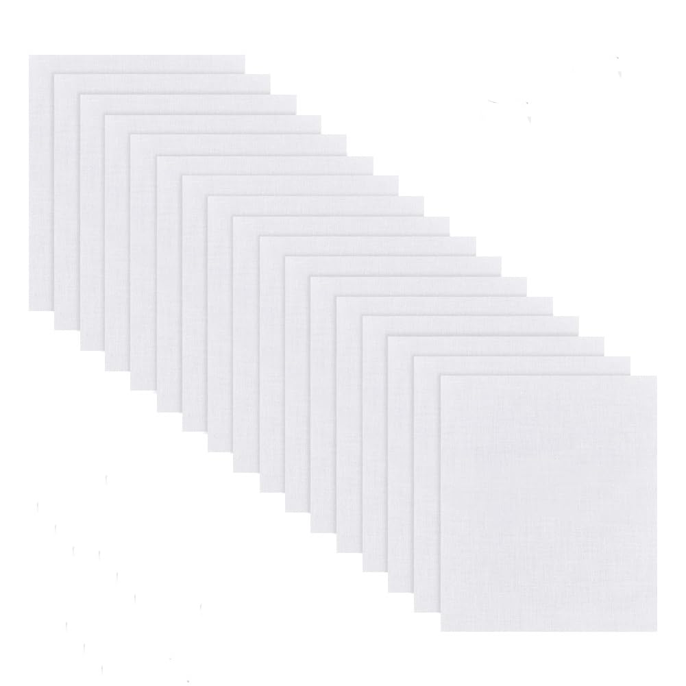 NBEADS 100 Pcs 100% Cotton Fabric, White Precut Square Fabrics 4.96x4.8 Inch Embroidery Fabric Cross Stitch Cloth Cotton Aida Fabric for Embroidery Quilting Tie-dye Hand Painting Sewing