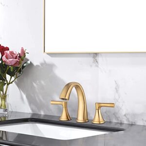 Widespread Bathroom Sink Faucets Two Handle 3 Hole Vanity Bath Faucet with Drain Assembly (Brushed Golden)