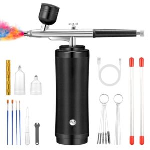 gocheer airbrush kit with compressor - 48psi rechargeable cordless non-clogging air brush set with 0.2/0.3/0.5mm nozzles for nail art,makeup,cake decoration,model painting,barber etc.