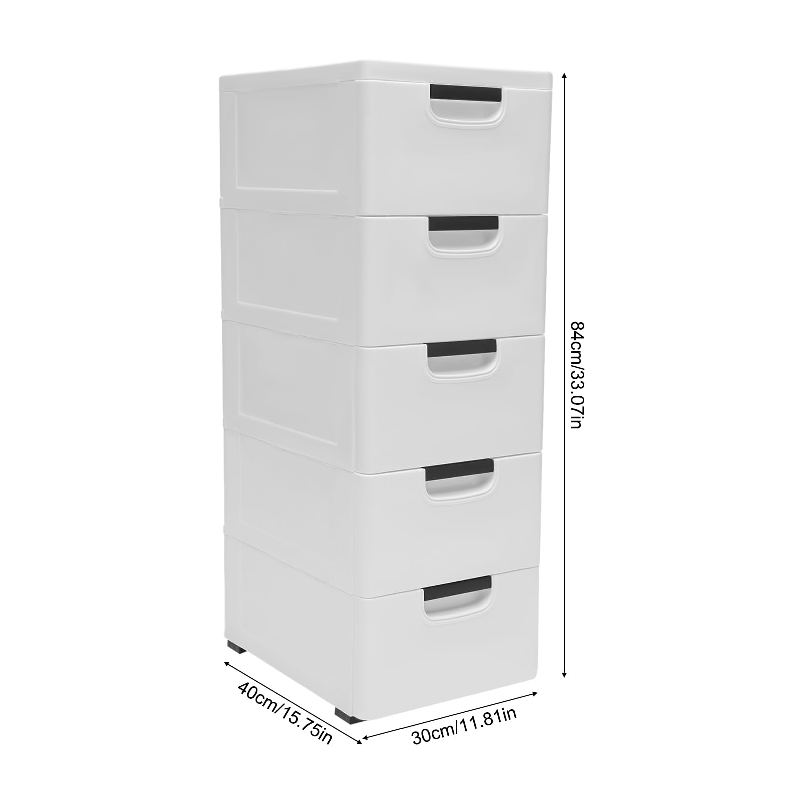 Ringmaster Vertical Stackable Drawers Dresser,5 Tier Clothes Storage Tower with 4 Wheels and 5 Drawers,Storage Organizer Rack Movable Storage Cabinet Closet for Clothes,Towels,Toys (White)