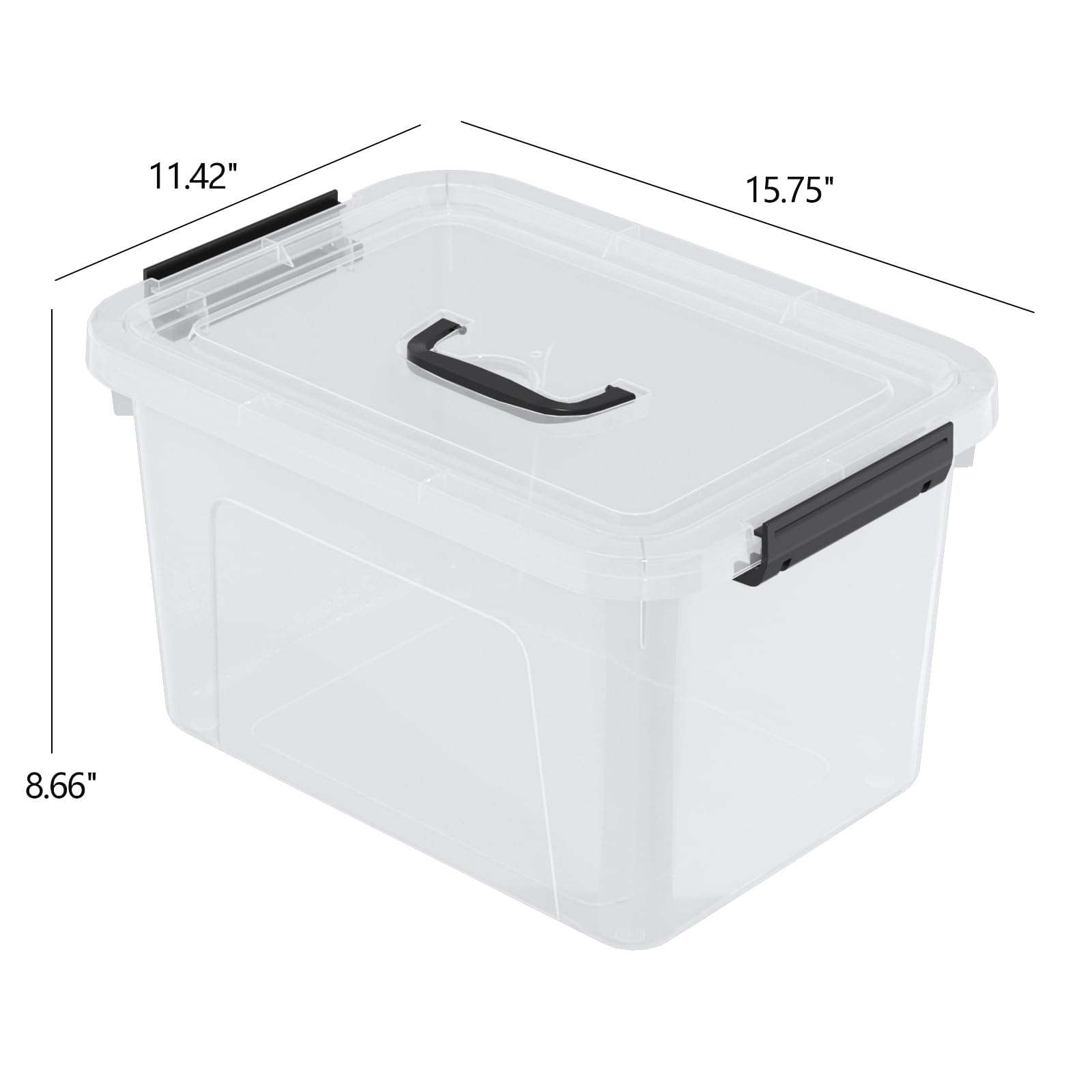 Sosody 20 Quarts Stackable Plastic Storage Latches Box with Lid, Clear Latching Storage Bin with Handle, 4 Packs