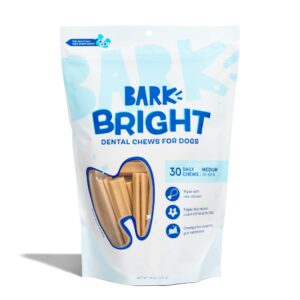 bark bright original dog dental chew sticks (30 chews) plaque and tartar cleaning - medium breeds