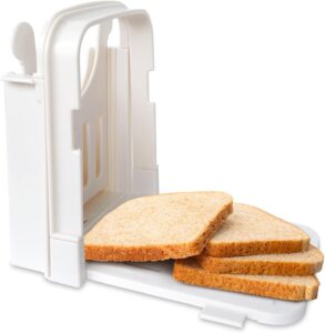 zichengxin bread slicer for homemade bread, compact bread slicing guide 3 sizes bread loaf slicer thin bread cutter, foldable plastic bread slicer machine, manual bread slicer for kitchen