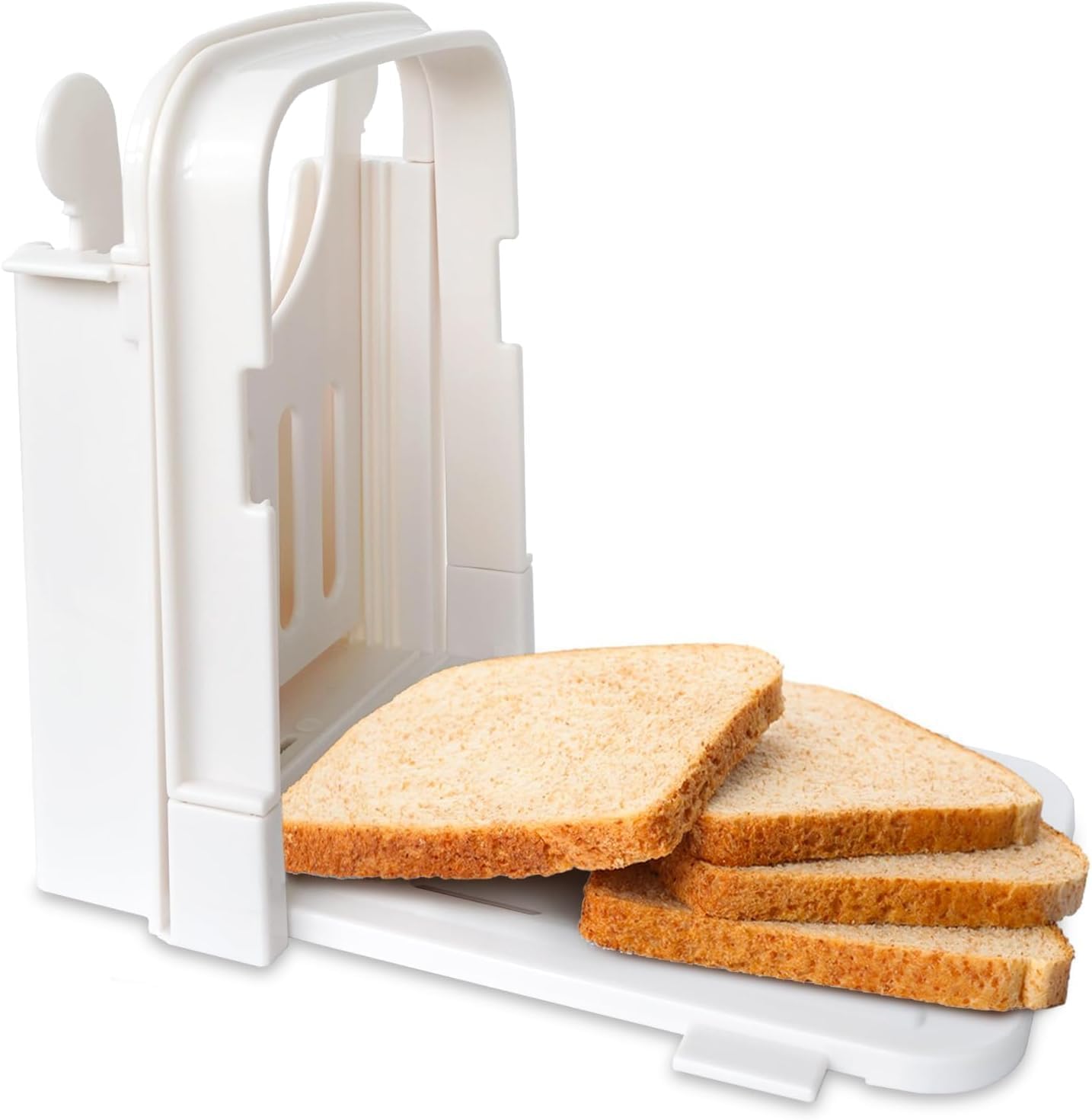 ZiChengXin Bread Slicer for Homemade Bread, Compact Bread Slicing Guide 3 Sizes Bread Loaf Slicer Thin Bread Cutter, Foldable Plastic Bread Slicer Machine, Manual Bread Slicer for Kitchen