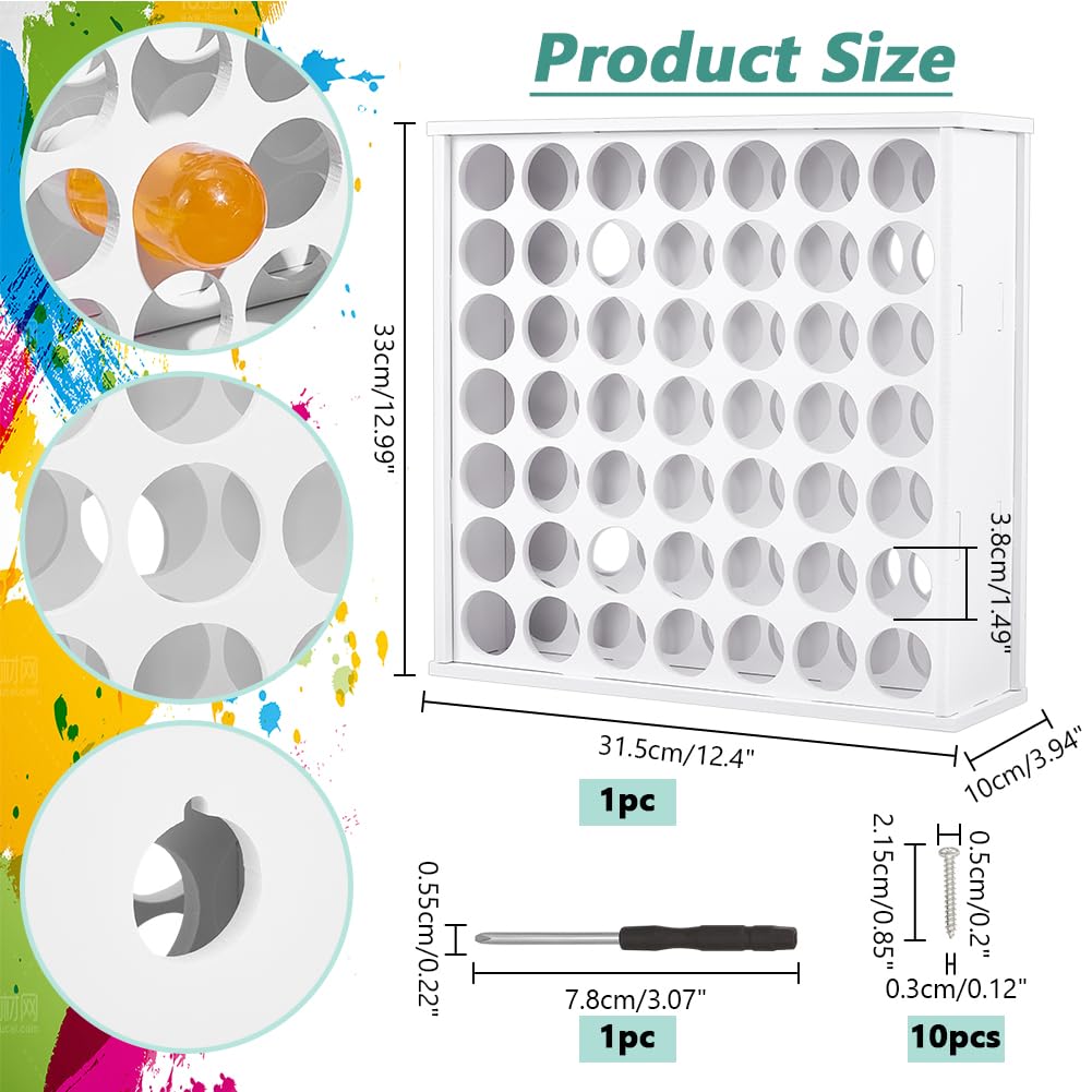 NBEADS 49-Hole Craft Paint Storage Organizer, 12.4x3.94x12.99 Inch Vertical Paint Rack Stand Plastic Paint Organizer Stands Pigment Wall Mounted Storage Rack for Art Supplies Painting, White