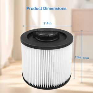 DXVC6910 Cartridge Filter for Dewalt Wet/Dry Vacuum 6-16 Gallon DXV06P DXVC6910 DXV09P DXV10P DXV10PL DXV10SA DXV12P DXV14P DXV16P, Washable Reusable High Efficiency Replacement Filter 4 Pack