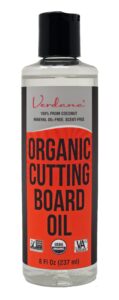 verdana organic cutting board oil – food grade kosher non-gmo – 100% coconut derived & vegan - butcher block oil & conditioner and polish for all wood – no mineral oil involved – 8 fl oz