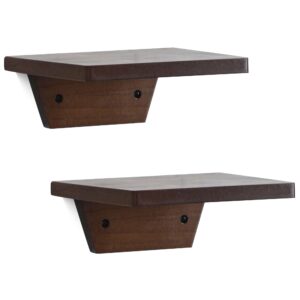 phoenancee small floating shelves,mini wall shelf set of 2,wood ledges display storage decor chic for living room,bedroom,kitchen,office decoration,trapezoidal,7.8x5.9 inch(walnut)