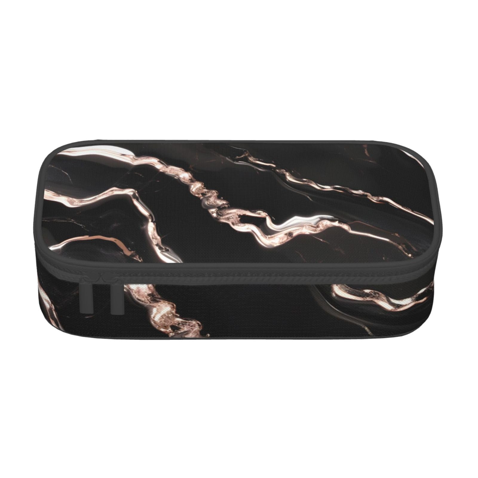 QHWLR Black rose gold Marble print Pencil Case Large Capacity Pen Pouch for interlayer Adults Cosmetic Bag Supplies ﻿