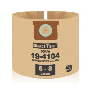 spacetent 10 pack dxva19-4104 high efficiency replacement filter bags for dewalt 5 to 8 gallon wet/dry vacs - part # dewalt dxva19-4104