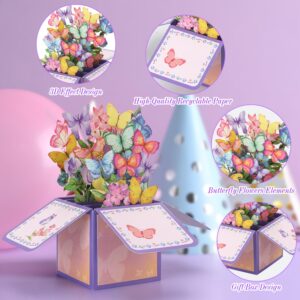 Tasodin Pop up Butterfly Cards, 3D Birthday Gift Box with Envelope, Pop Up Mothers Day Card, Thank You Greeting Card for Women Mother Wife Daughter Sister