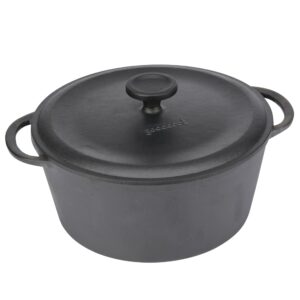 goodcook pre-seasoned cast iron dutch oven, 5 quart, black