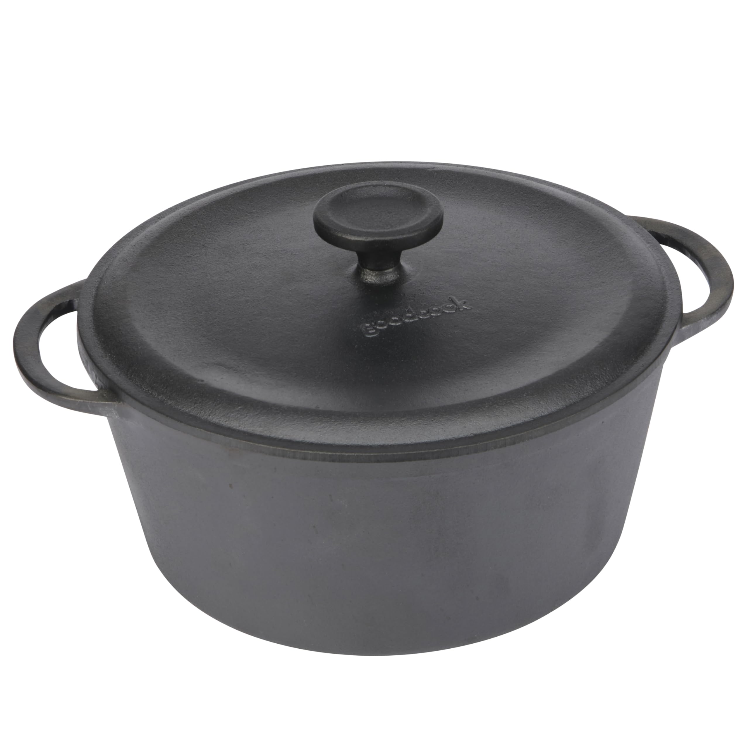 GoodCook Pre-Seasoned Cast Iron Dutch Oven, 5 Quart, Black