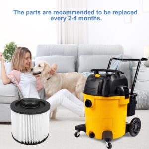 DXVC6910 Cartridge Filter for Dewalt Wet/Dry Vacuum 6-16 Gallon DXV06P DXVC6910 DXV09P DXV10P DXV10PL DXV10SA DXV12P DXV14P DXV16P, Washable Reusable High Efficiency Replacement Filter 4 Pack