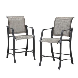 generic wisley 2 piece outdoor bar stools,textilene fabric and sturdy steel frame,all weather patio chairs for backyard poolside garden(grey)