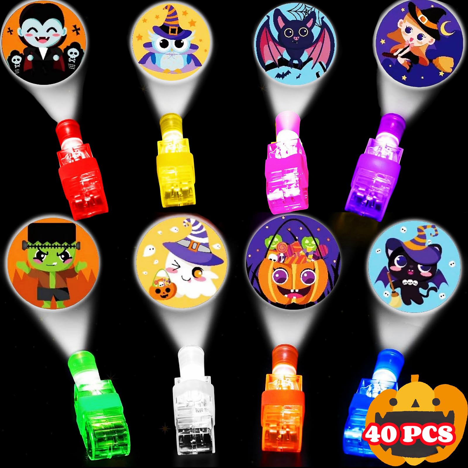 Halloween Party Favors for Kids, 40PCS LED Finger Lights Glow in The Dark Party Supplies, Halloween Goodie Bag Fillers Treats Pinata Stuffers for Halloween Prizes Classroom Gifts Trick or Treat Toys