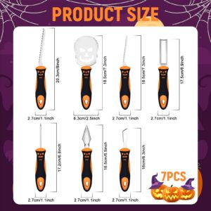 Bymugo 7 Pcs Halloween Pumpkin Carving Kit, Professional Heavy Duty Stainless Steel Tools, Carving Knives and Scoops, Ergonomic Handle Pumpkin Carving Set, Halloween Party Decoration Supplies