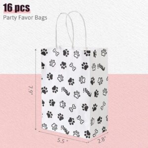 Shindel 16PCS Gift Bags, Animal Paw Prints Gift Bags with Handles Kraft Paper Retail Grocery Bags for Party Supplies Theme Party 5.5 x 2.8 x 7.9 inch