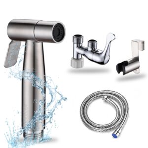 handheld bidet sprayer for toilet-adjustable water pressure control with bidet hose for wash