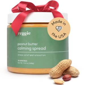 reggie calming spread for dogs | natural peanut butter to reduce hyperactivity, separation anxiety, & stress | vet-approved & ideal for all ages, breeds, and sizes - 30 servings