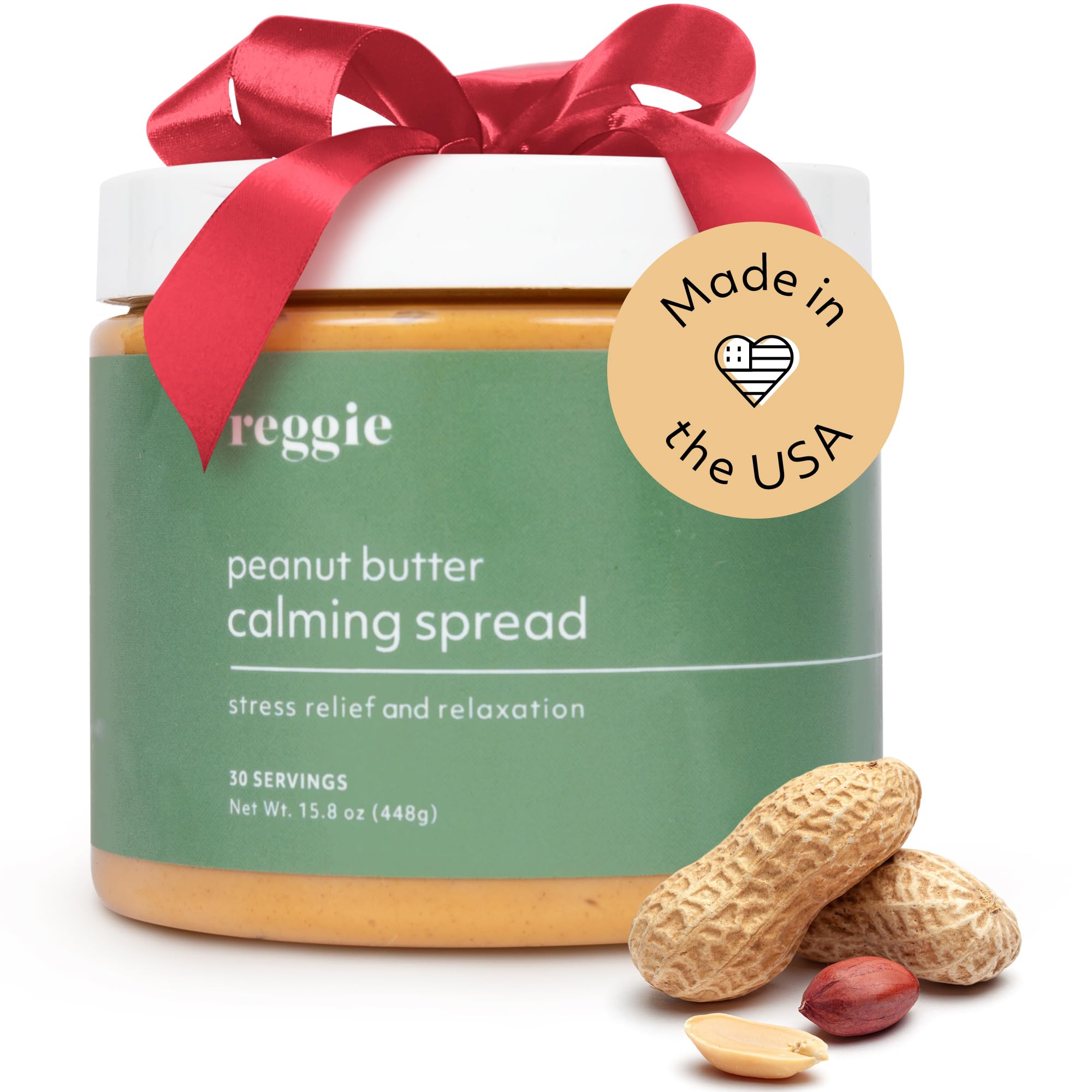 Reggie Calming Spread for Dogs | Natural Peanut Butter to Reduce Hyperactivity, Separation Anxiety, & Stress | Vet-Approved & Ideal for All Ages, Breeds, and Sizes - 30 Servings