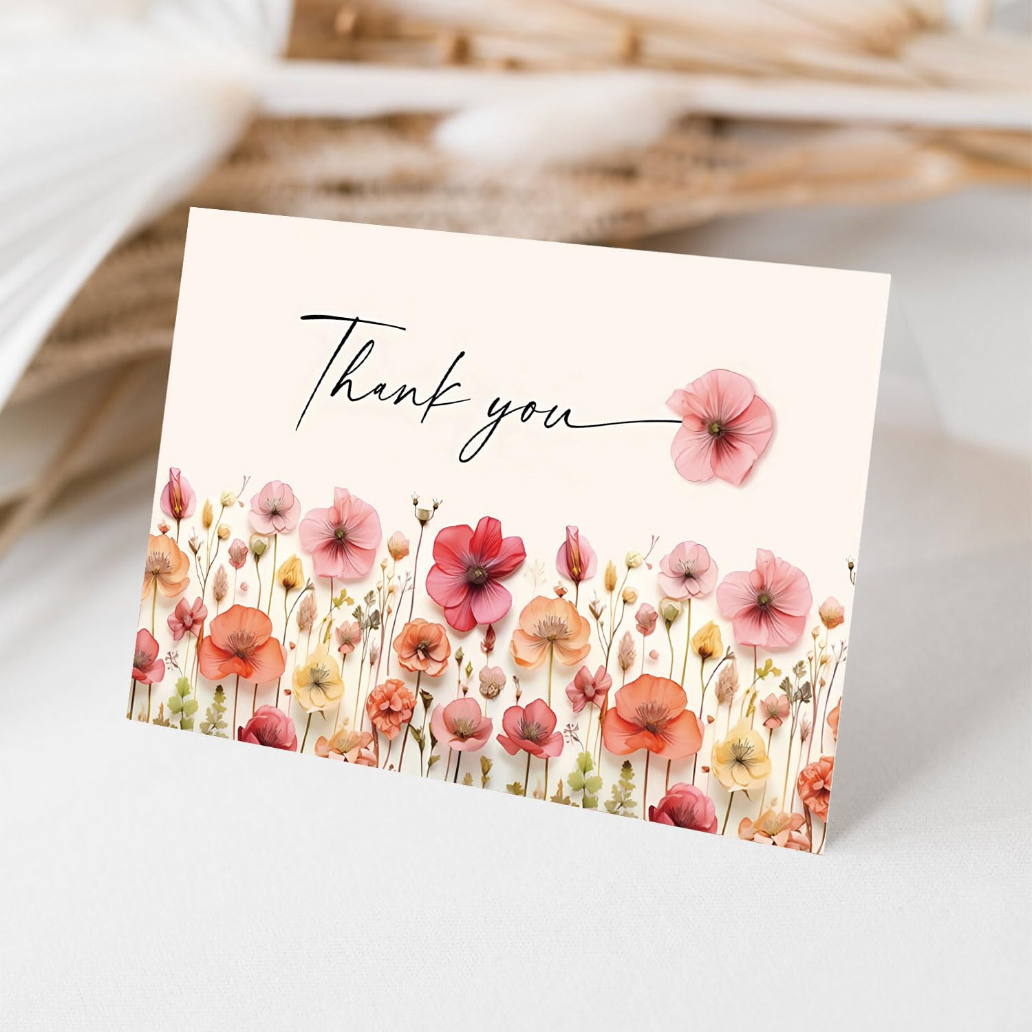 25 Pack, Floral Thank You Cards, Thank You Cards with Envelopes, Small Thank You Cards, Thank You Nores with Envelopes, Wildflower, Thank You Cards for Birthday, Baby Shower, Bridal Shower, Wedding