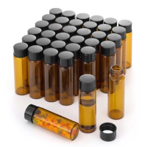 njvial 36pcs 15ml small amber glass vials with lids lab sample vials empty refillable perfume travel mini glass bottles with screw caps for essential oils