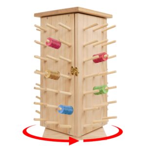 360° fully rotating wooden thread holder，embroidery thread organizer，thread rack for sewing with 84 spools，thread braiding holder storage for quilting, embroidery，hair-braiding and jewelry