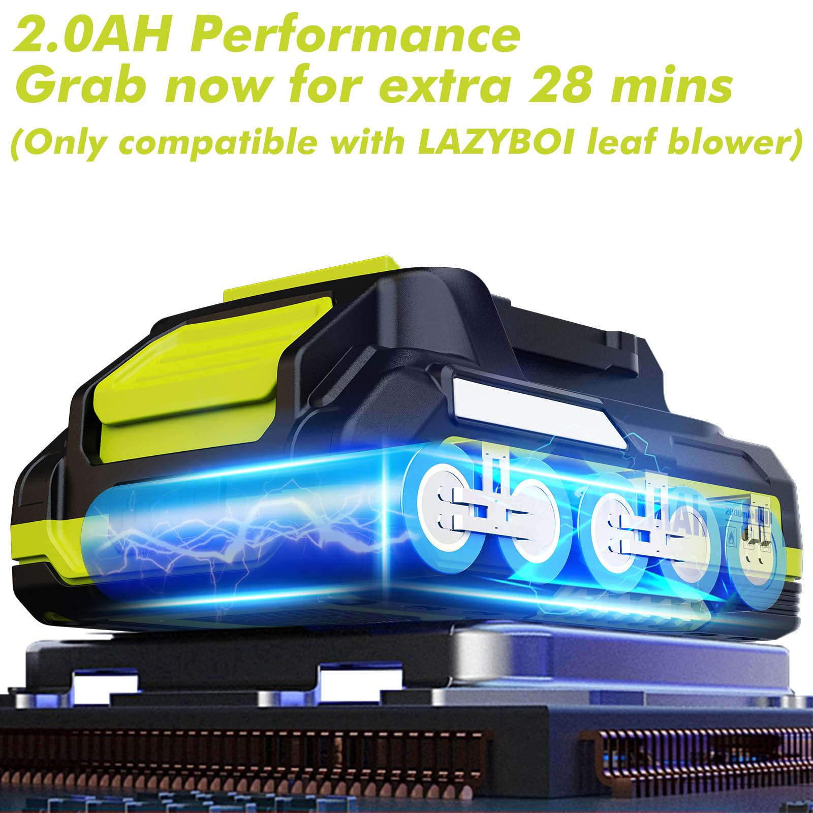 LAZYBOI Battery 21V 2.0Ah, Replacement Lithium-ion Battery Cordless Leaf Blower, Long Life Battery Work with Fast Charging (Charger Not Included)