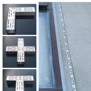 Blazea Channel Drainage Trench Drain System, Heavy Duty Stainless Steel Channel Drain Kit, Floor Trough Guttering for Patio Deck Bathroom, Easy to Install(7x3cm(2 3/4x1 1/8"))