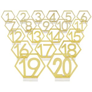 wedding table numbers, table numbers 1-20, gold mirror table numbers and acrylic stands, table numbers for wedding reception, centerpiece, party, anniversary