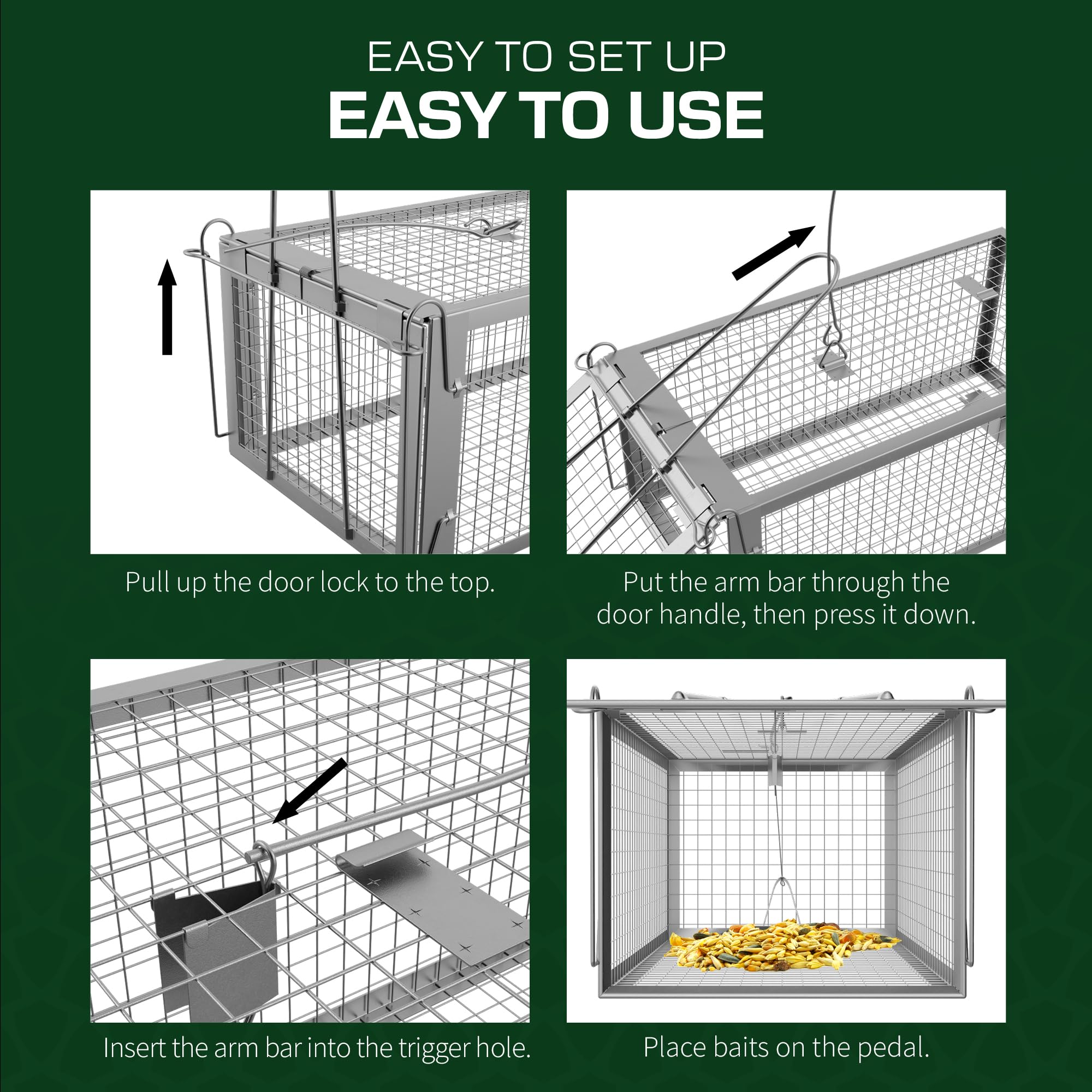 Live Animal Trap Cage 2 Pack -12.5" x 6.5" x 5.5" Humane Rat Trap, Chipmunk Trap, Squirrel Trap, Rodent Trap-Catch and Release-Heavy Duty Reusable No Kill Live Trap for Small Critters - Indoor/Outdoor