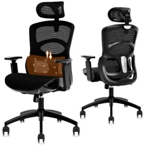 gabrylly ergonomic office chair, high-back desk chairs with adjustable lumbar support, headrest, tilt function, soft wide seat and 3d armrest, 300 lbs sturdy home mesh chair task chairs, gy1070