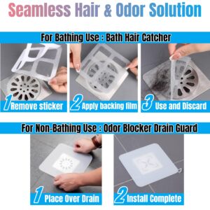 50 Pcs Shower Drain Hair Catcher Disposable, 4" X 4" Shower Drain Cover Mesh Stickers Easy to Install and Clean Suit for Bathtub, Bathroom, Kitchen and Laundry