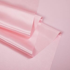 Pink Satin Fabric by The Yard, 55 Inch Wide, Shiny and Soft Charmeuse Satin Fabric for Sewing Wedding Bridal Dress Crafts, 1 Yard