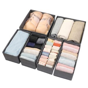 exmoee 6 pack drawer organizer, fabric closet organizer and storage baskets, foldable drawer divider for clothes sock underwear drawer organizers for clothing dresser drawer organizers