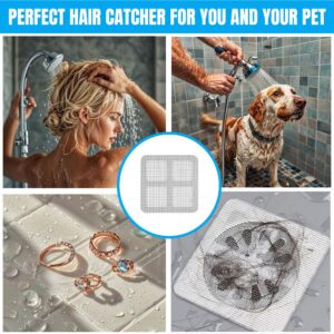 50 Pcs Shower Drain Hair Catcher Disposable, 4" X 4" Shower Drain Cover Mesh Stickers Easy to Install and Clean Suit for Bathtub, Bathroom, Kitchen and Laundry