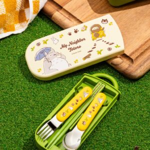 Skater My Neighbor Totoro Utensil Set - Cat Bus - Includes Reusable Fork, Spoon, Chopsticks and Carrying Case - Authentic Japanese Design - Durable, Dishwasher Safe