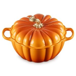 Le Creuset Enameled Cast Iron Figural Pumpkin Cocotte, 4 qt., Persimmon with Gold Figural Knob