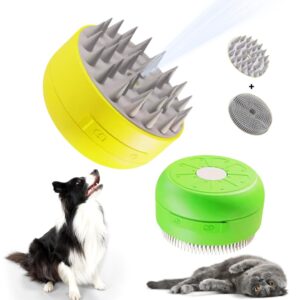 mnsk cat steam brush, 3 in 1 cat steamy grooming brush for cat and dog, brush for massage, detangle and hair loss removal, for all pet hair types (yellow)