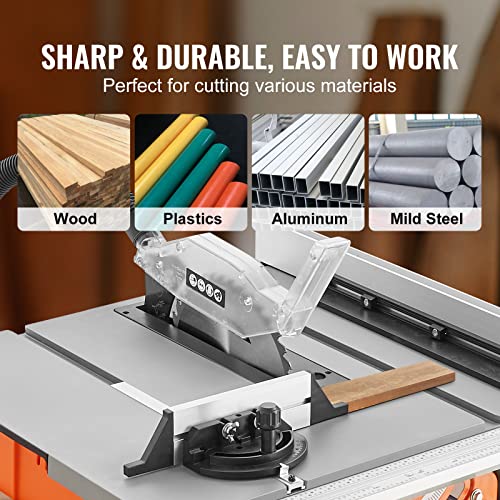 VEVOR Table Saw with Stand, 10-inch 15-Amp, 25-in Max Rip Capacity, Cutting Speed up to 5000RPM, 40T Blade, Portable Compact Jobsite Tablesaw w/Sliding Miter Gauge for Woodworking & Furniture Making